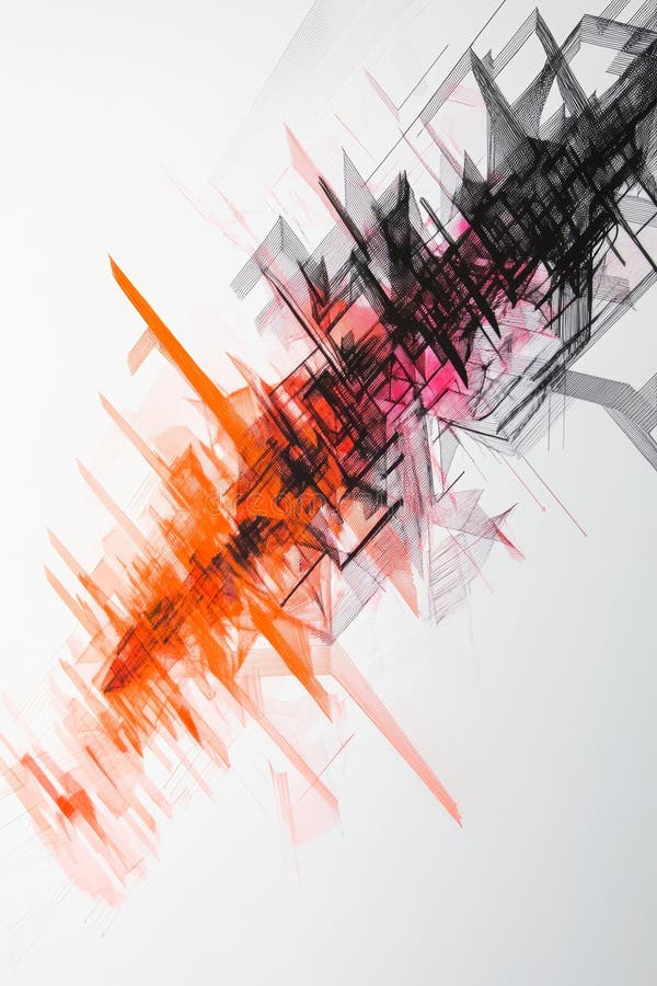 Abstract Art with Sharp Lines and Vivid Colors in Dynamic Composition ...