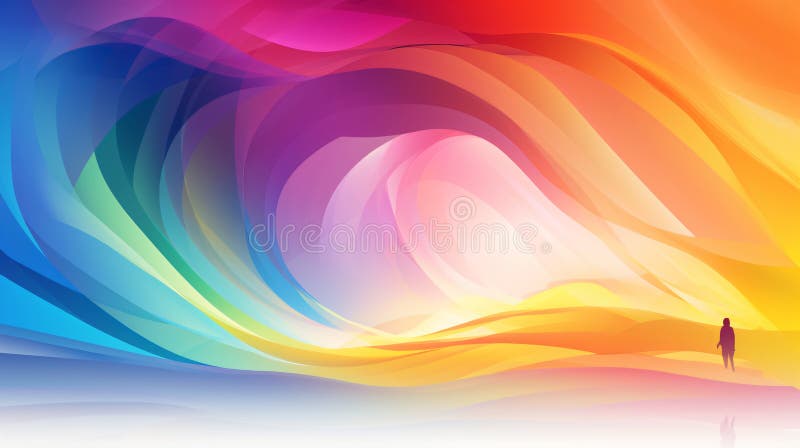 Abstract Art Small Human Silhouette on a Raging Colorful Background. AI ...
