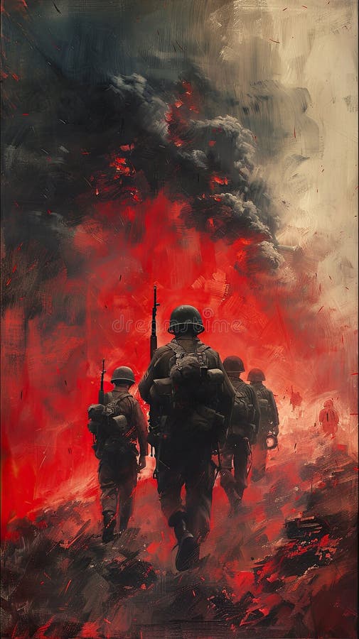 Abstract Art Soldiers at War. Stock Illustration - Illustration of ...