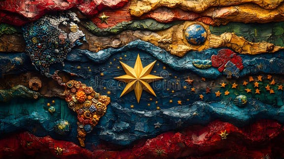 Abstract Art with Stars and Earth Stock Photo - Image of canvas, green ...