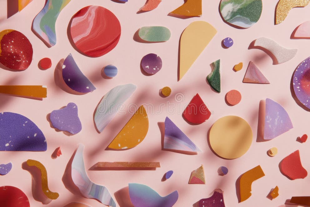 Abstract Art Sticker Shapes Create a Dynamic Visual Display on a Soft ...