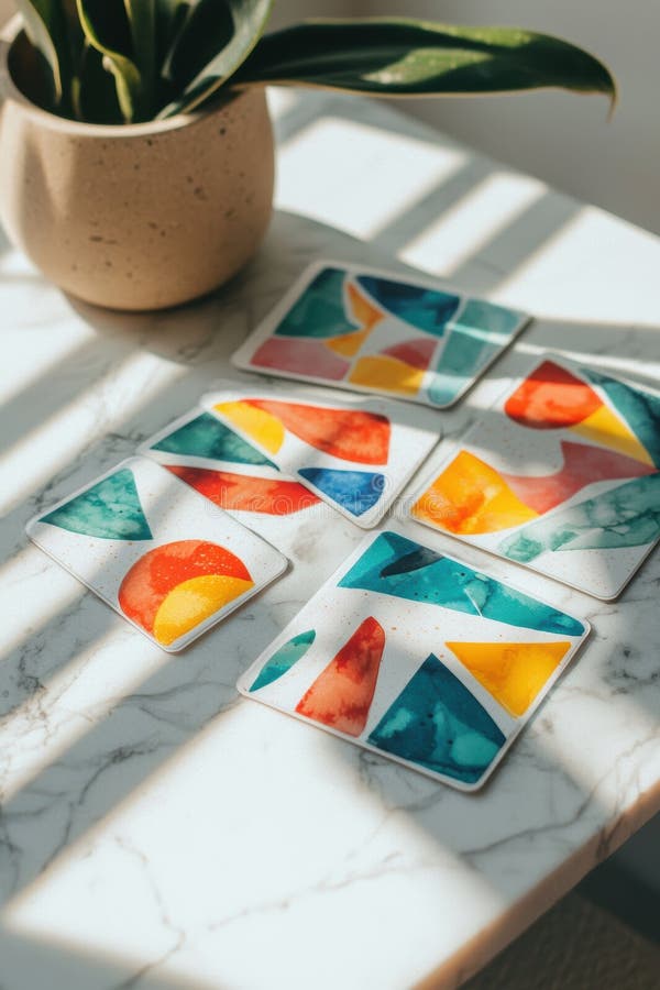 Abstract Art Stickers Spiral on Marble - Colorful Design for Creative ...