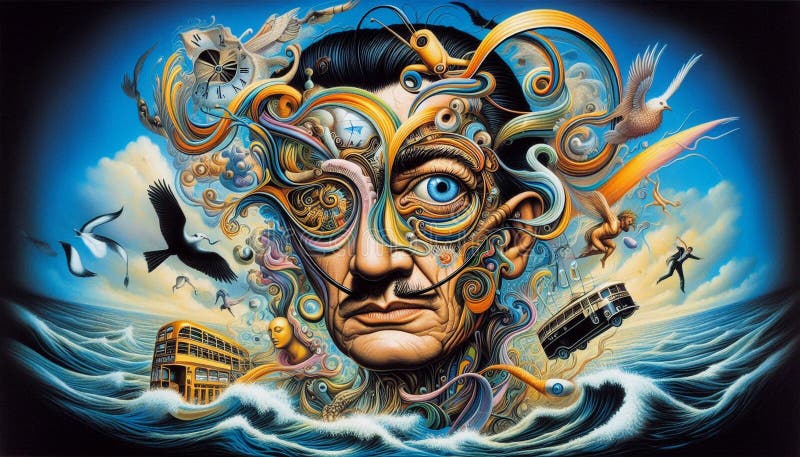 Abstract Art in the Style of Dali with Surreal Forms, Shapes Original ...