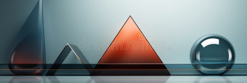 Abstract Art with Three Triangles and a Red Triangle, AI Stock ...