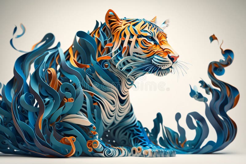 Abstract Art of a Tiger. Generative AI Stock Photo - Image of rendering ...