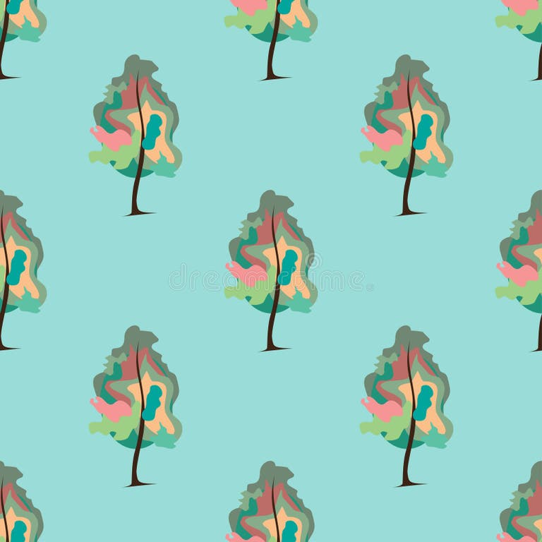 Abstract Art Tree Seamless Pattern Stock Vector - Illustration of ...