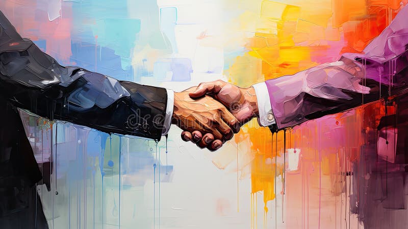 Abstract Art Two Men Shaking Hands. Stock Illustration - Illustration ...