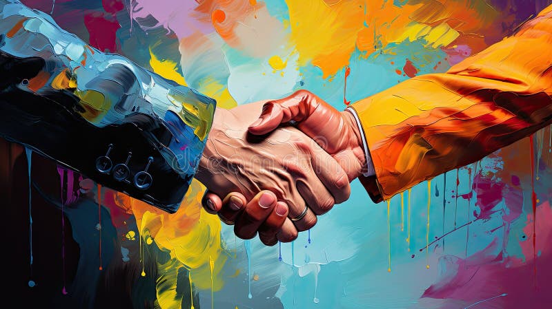 Abstract Art Two Men Shaking Hands. Stock Illustration - Illustration ...