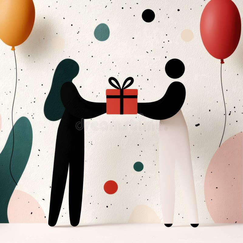 Abstract Art of Two People Exchanging a Gift Stock Illustration ...