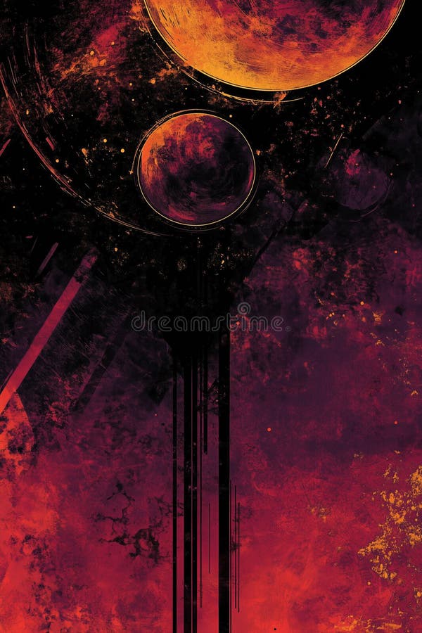 Abstract Art of Two Planets in a Colorful Space Stock Photo - Image of ...