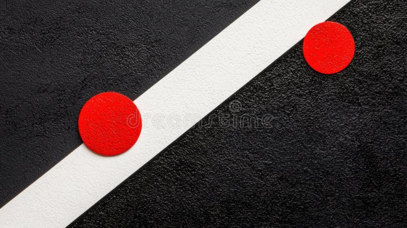 Abstract Art with Two Red Circles on a Black and White Background Stock ...
