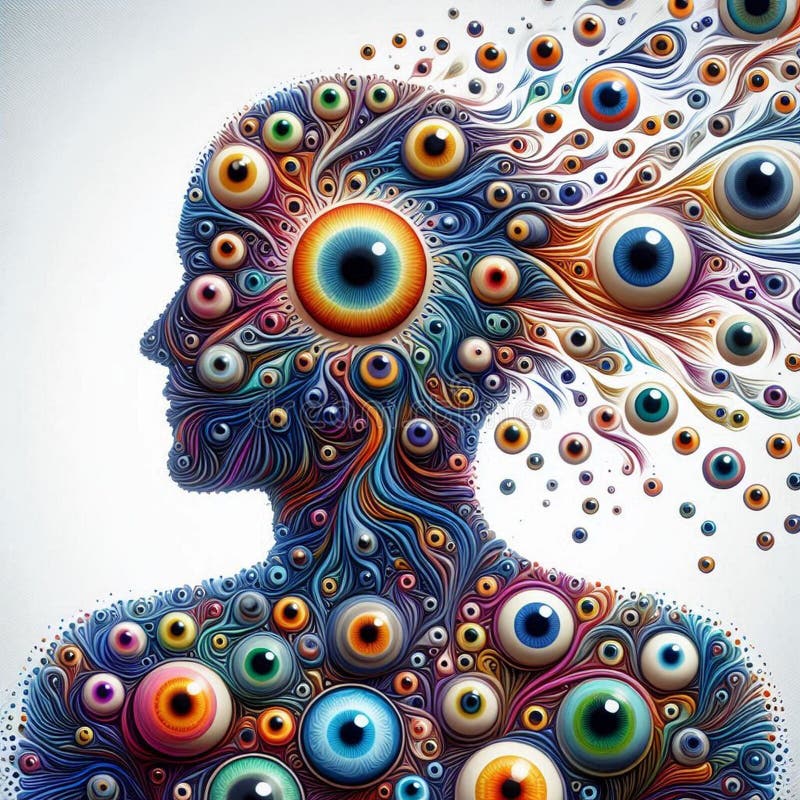 Abstract Art with Man Silhouette and Eyes that Creates a Imaginative ...