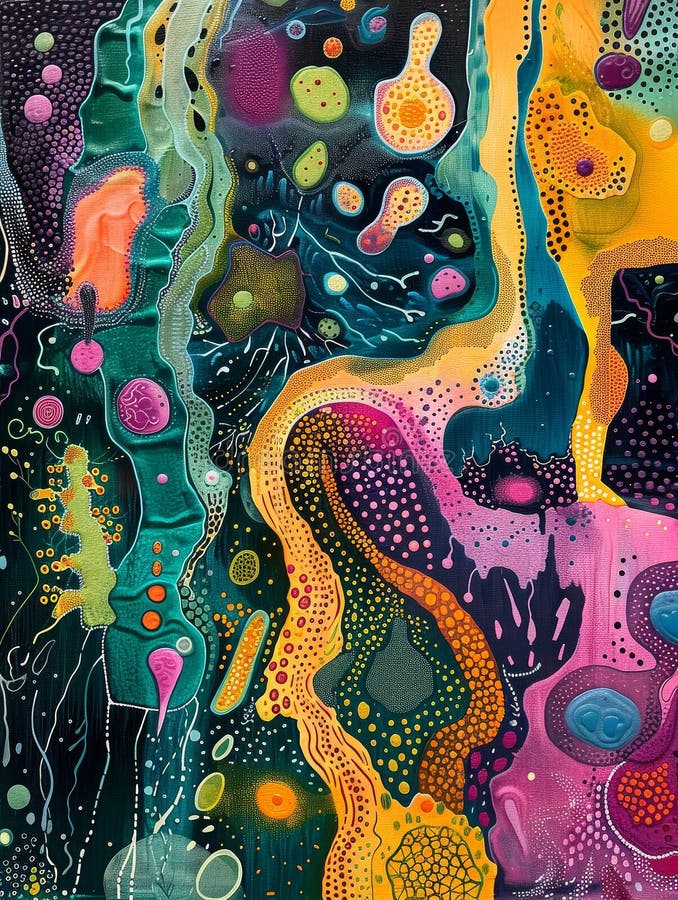 Abstract Art Vibrant and Colorful Representation of Microbial through ...