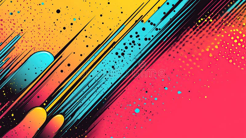 Abstract Art with Vibrant Colors, Dynamic Lines, and Splatter Effects ...