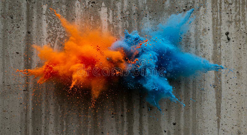 Color Collision - Vibrant Orange & Blue Paint Explosion in Dynamic ...