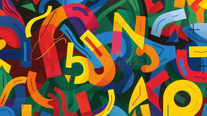 Abstract Art with Vibrant, Overlapping Shapes in Various Colors ...