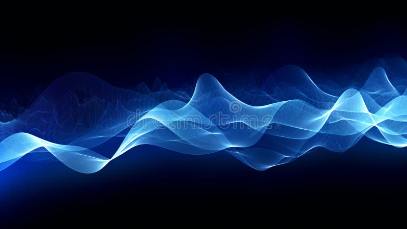 Abstract Art of Waves in Cold Blue Colors in a Dark Space. Abstract ...