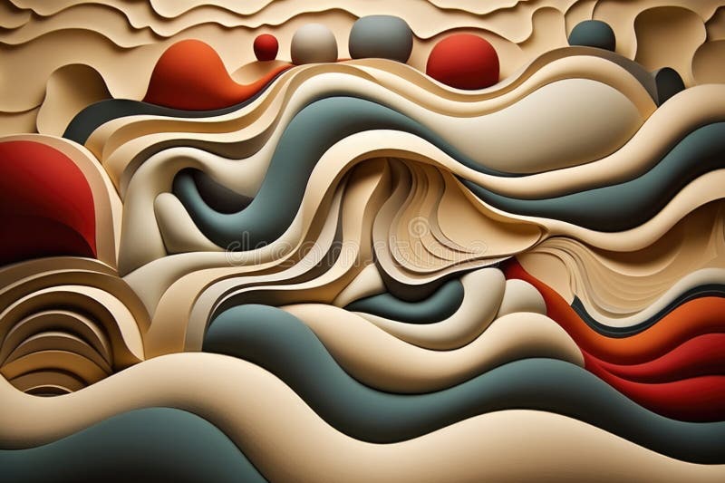 Abstract Art with Waves and Shapes, AI Stock Illustration ...