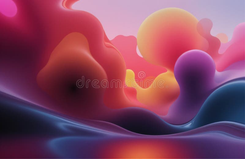 Abstract Art of Wavy Liquid Objects Stock Illustration - Illustration ...