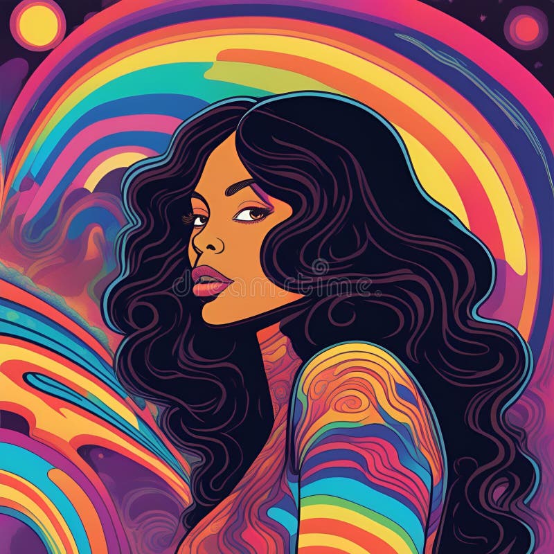 A Abstract Art of a Woman with Curly Hair Stock Image - Image of hair ...