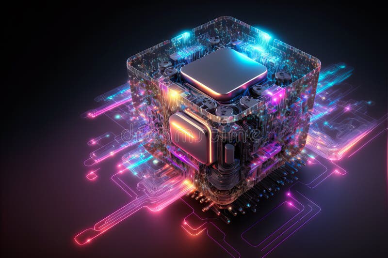 Abstract Artificial Intelligence Central Processing Unit. Generative Ai Stock Illustration ...
