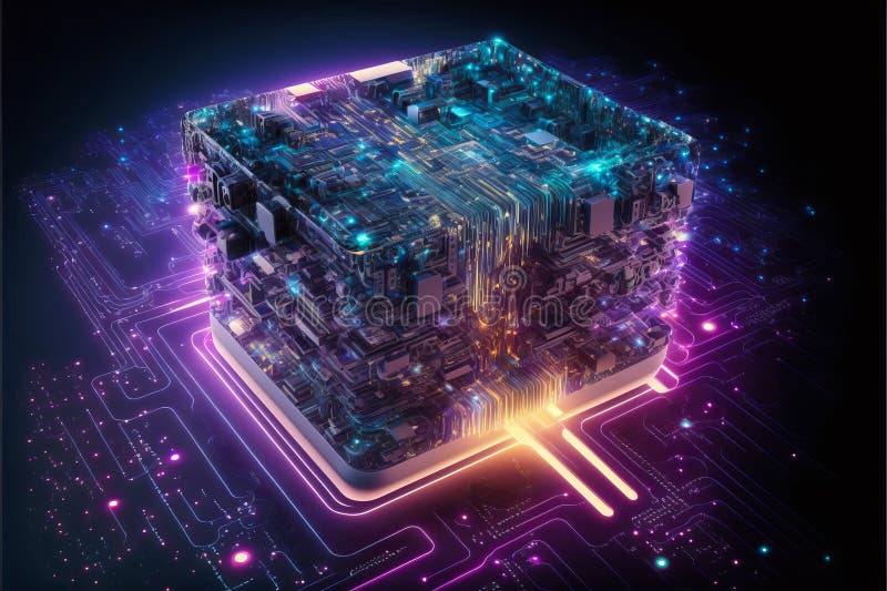 Abstract Artificial Intelligence Central Processing Unit. Generative Ai ...