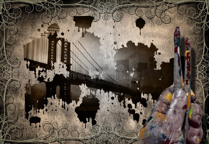 Abstract artist and bridge stock photo. Image of artwork - 3803828