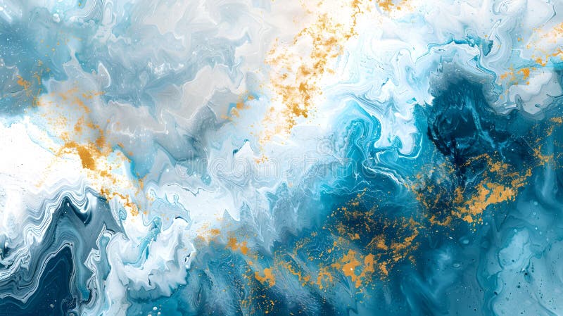 Abstract Artistic Background, Aleatoric Azure and Gold Flow, Dynamic ...
