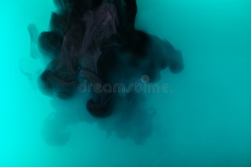 Abstract Artistic Background with Black Paint in Turquoise Water Stock ...