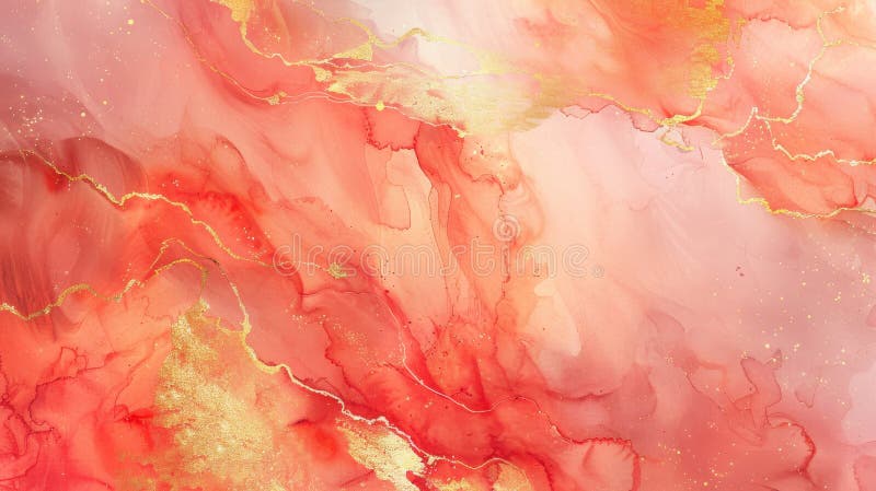 Abstract Artistic Background with Vibrant Coral and Gold Fluid Patterns ...