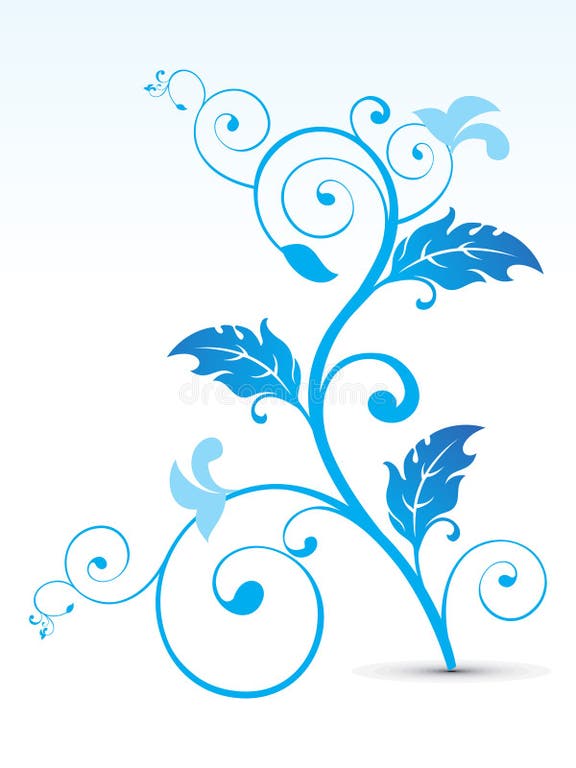 Abstract Artistic Blue Floral Stock Vector - Illustration of drawing ...