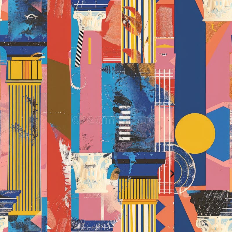 Artistic Collage from Drawings, Washi-tape, Paper Texture, Markers and ...