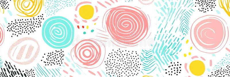 Abstract Artistic Composition Featuring Vibrant Swirls, Dots, and ...