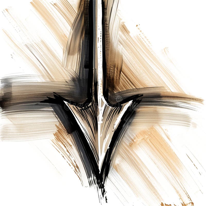 Abstract Artistic Design Featuring a Sharp Arrow Shape with Textured ...