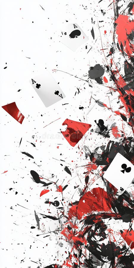 Abstract Artistic Explosion of Playing Cards with Dynamic Red and Black ...