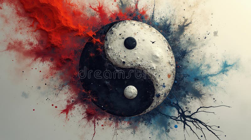 Abstract Artistic Explosion of Yin and Yang Symbol with Vibrant Colors ...