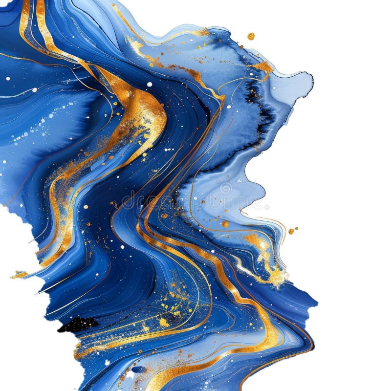 Abstract Artistic Flow with Gold Accents on Transparent Background ...