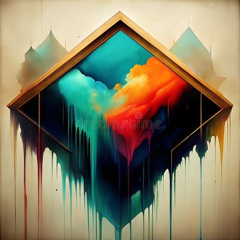 Abstract Artistic Frame with Vibrant Colors and Dripping Paint Effect ...