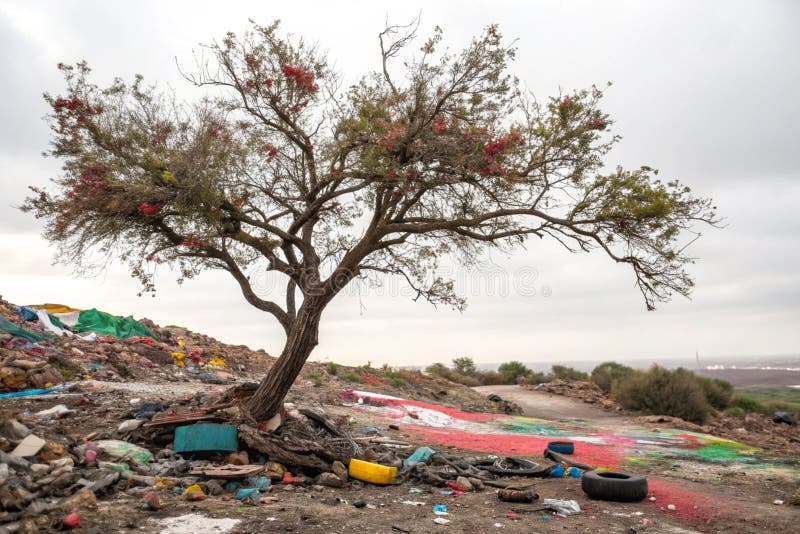 Artistic Messy Grunge Landscape with Tree Stock Illustration ...