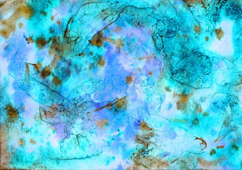 Abstract Artistic Hand Painted Watercolor, Turquoise Color Palette ... Abstract Artistic Hand Painted Watercolor, Turquoise Color Palette ...
