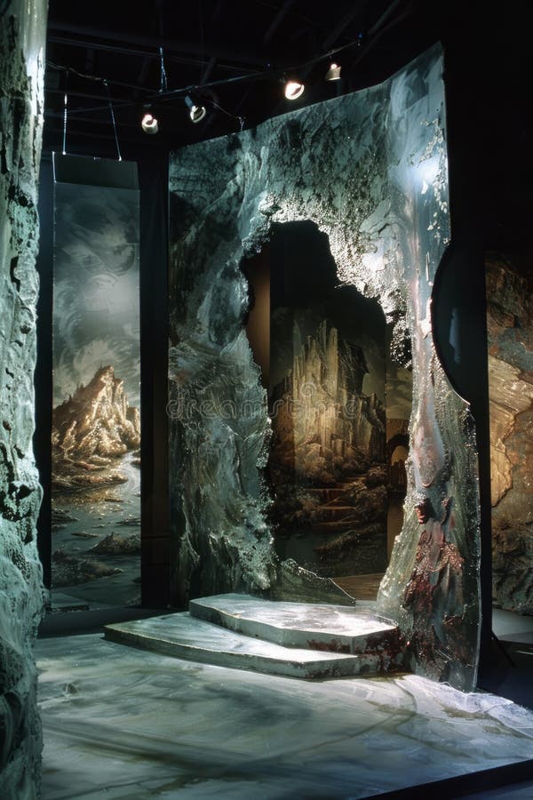 Abstract Artistic Installation with Dramatic Lighting and Textured ...