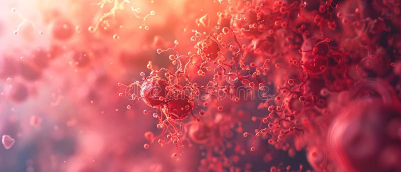 Abstract Artistic Interpretation of Blood Cell Clusters in a Vibrant ...