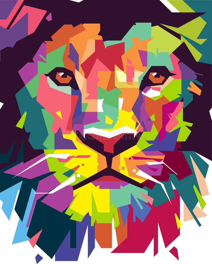 Abstract Artistic Lion Cartoon Design Stock Illustration - Illustration ...