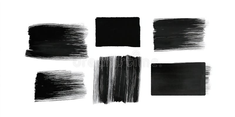 Abstract Artistic Monochrome Design Elements in Black Paint Strokes ...