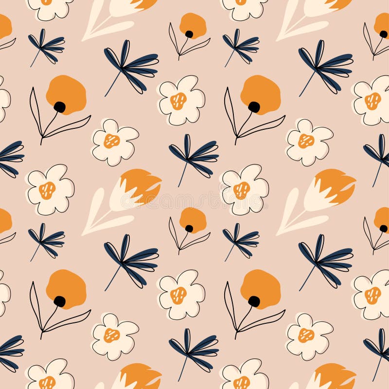 Abstract Artistic Pattern with Flowers. Vector Illustration in Hand ...