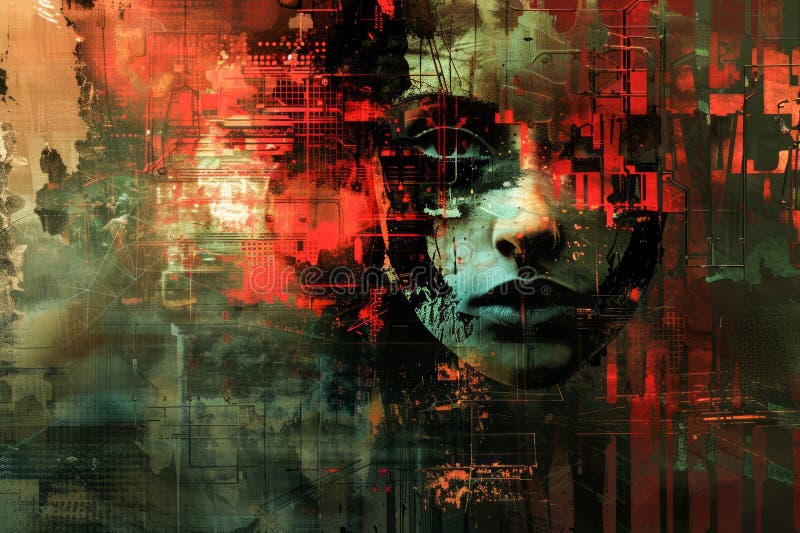 Abstract Artistic Portrait Render with Distorted Human Face on Textured ...
