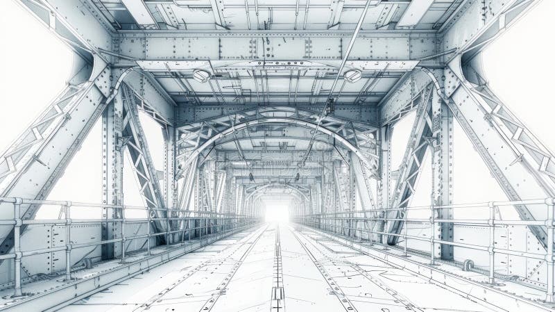 Abstract Artistic Rendering of a Steel Bridge Structure with Intricate ...