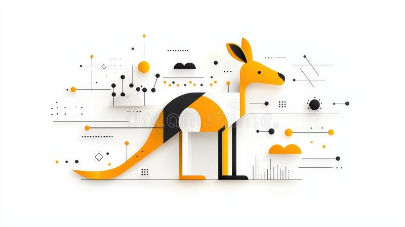 Abstract Artistic Representation of a Kangaroo with Geometric Shapes ...