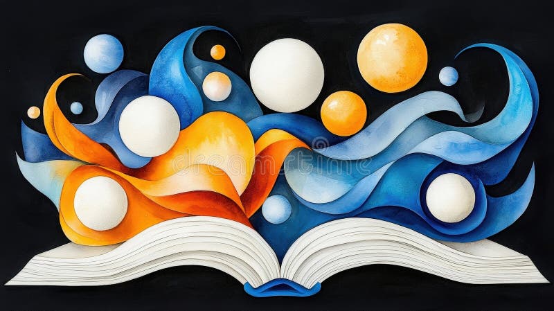 Abstract Artistic Representation of an Open Book with Colorful Waves ...