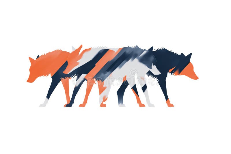 Abstract Silhouette of Walking Wolves with Transparent Background Stock ...